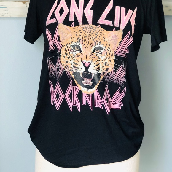 zutter | Tops | Zutter Graphic Leopard Rock N Roll Tee Shirt Black ...